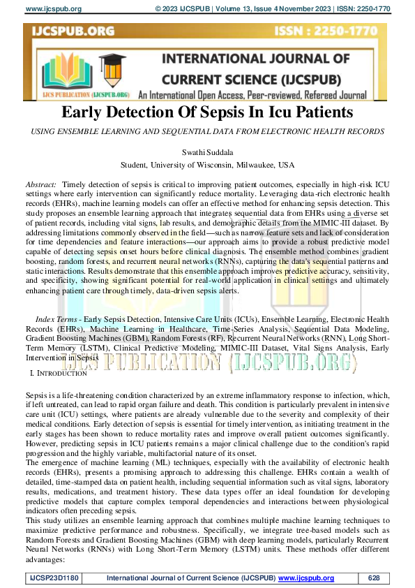 (PDF) Early Detection Of Sepsis In Icu Patients