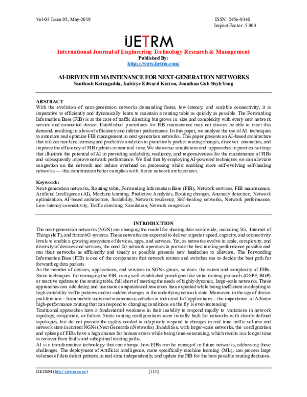 (PDF) AI-DRIVEN FIB MAINTENANCE FOR NEXT-GENERATION NETWORKS