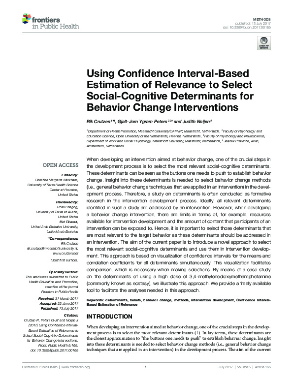 (PDF) Using Confidence Interval-Based Estimation of Relevance to Select Social-Cognitive ...