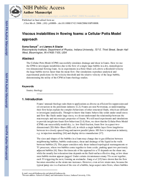 Viscous instabilities in flowing foams: a Cellular Potts Model approach