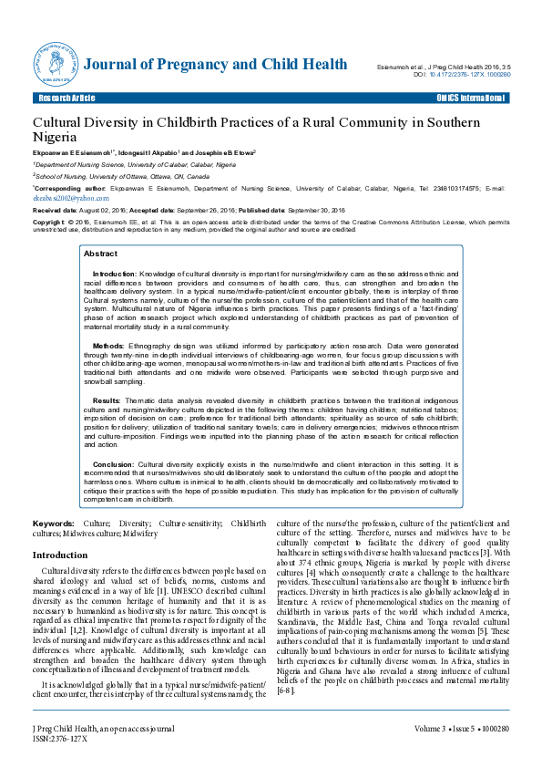 (PDF) Cultural Diversity in Childbirth Practices of a Rural Community ...