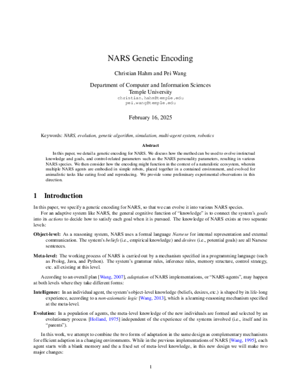 (PDF) NARS Genetic Encoding
