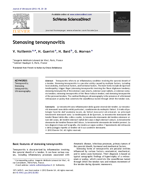 (PDF) Stenosing tenosynovitis