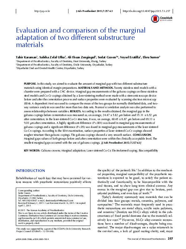 (PDF) Evaluation and comparison of the marginal adaptation of two ...