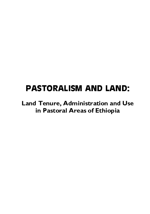 (PDF) Pastoralism and land: land tenure, administration, and use in ...