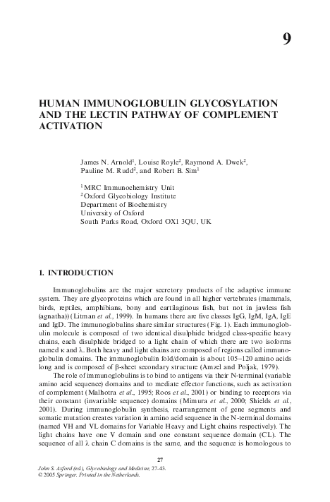 (PDF) Human immunoglobulin glycosylation and the lectin pathway of ...
