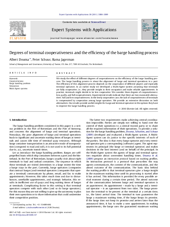 (PDF) Degrees of terminal cooperativeness and the efficiency of the ...