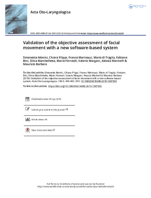 (PDF) Validation of the objective assessment of facial movement with a ...