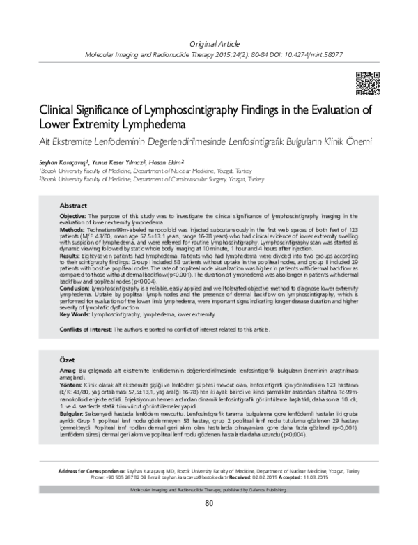 (PDF) Clinical Significance of Lymphoscintigraphy Findings in the ...