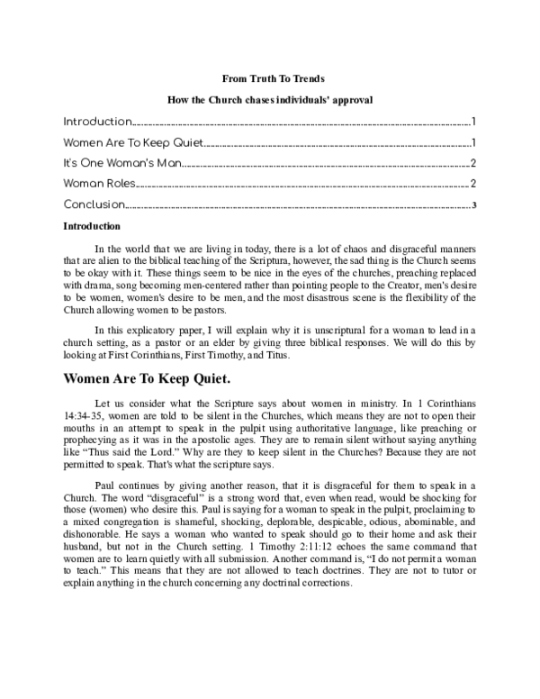 (PDF) From Truth To Trends How the Church chases individuals' approval