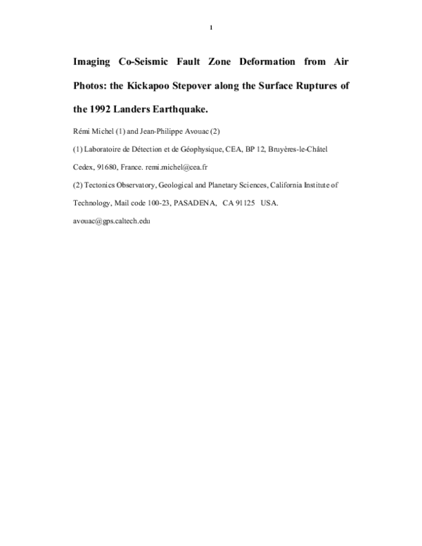 (PDF) Imaging co-seismic fault zone deformation from air photos: the ...