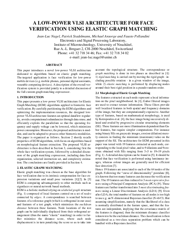 (PDF) A low-power VLSI architecture for face verification using elastic ...
