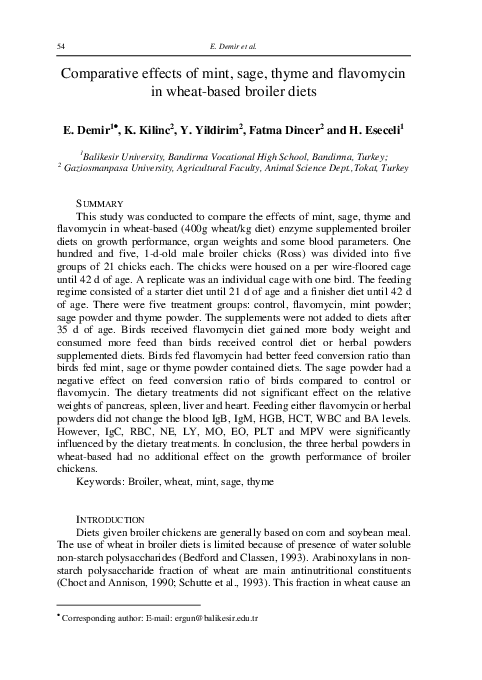 (PDF) Comparative effects of mint, sage, thyme and flavomycin in wheat ...
