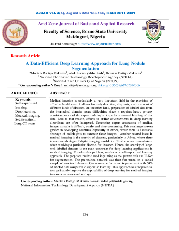 (PDF) A Data Efficient Deep Learning Approach for Lung Nodule Segmentation