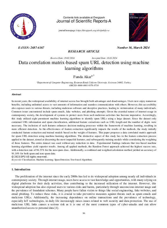 (PDF) Data correlation matrix-based spam URL detection using machine learning algorithms