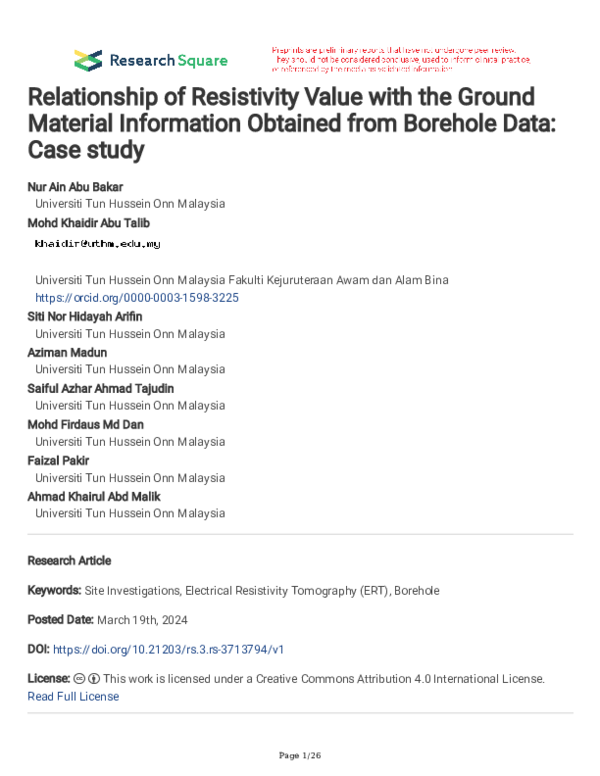 (PDF) Relationship of Resistivity Value with the Ground Material Information Obtained from ...