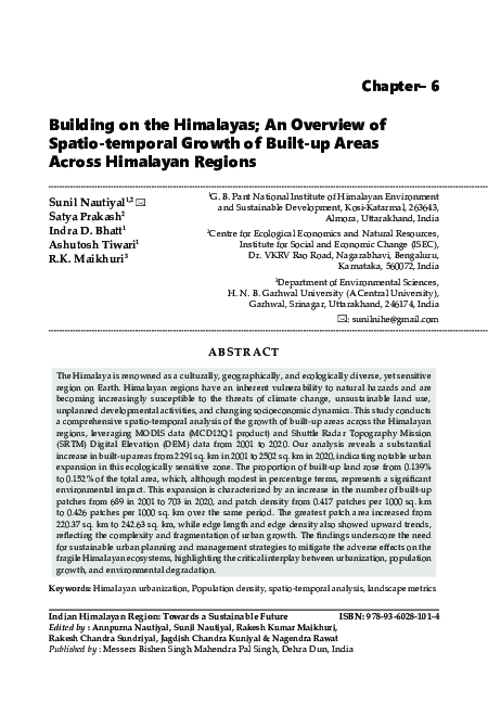 (PDF) Building on the Himalayas; An Overview of Spatio-temporal Growth of Built-up Areas Across ...
