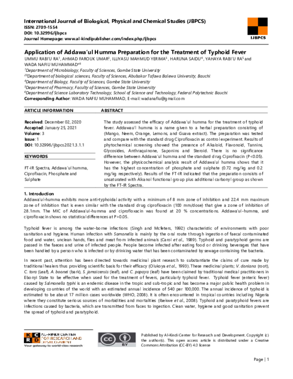 (PDF) Application of Addawa’ul Humma Preparation for the Treatment of ...