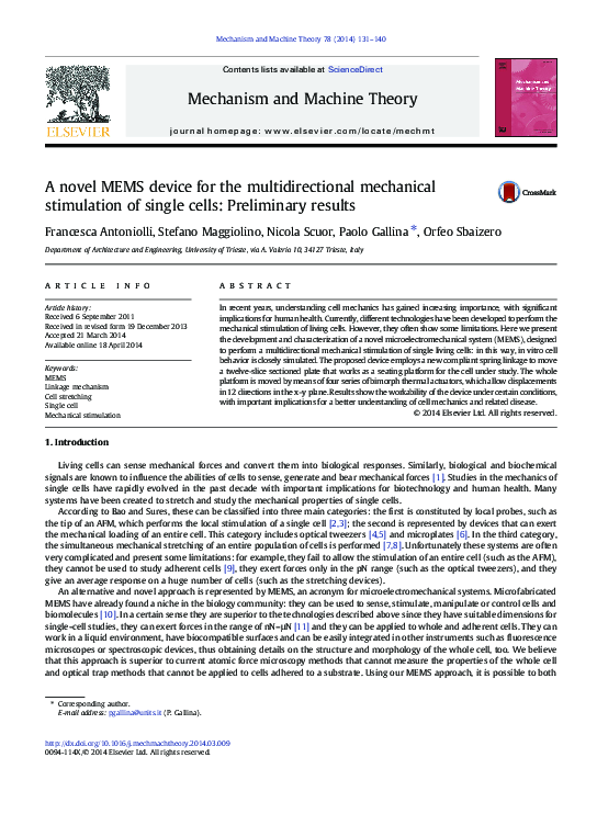 (PDF) A novel MEMS device for the multidirectional mechanical ...