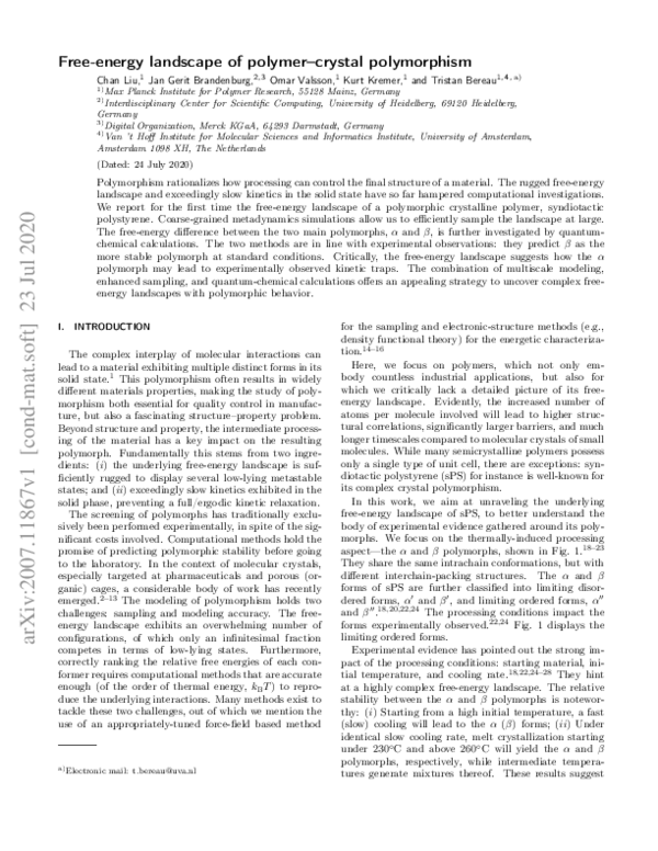 (PDF) Free-energy landscape of polymer-crystal polymorphism