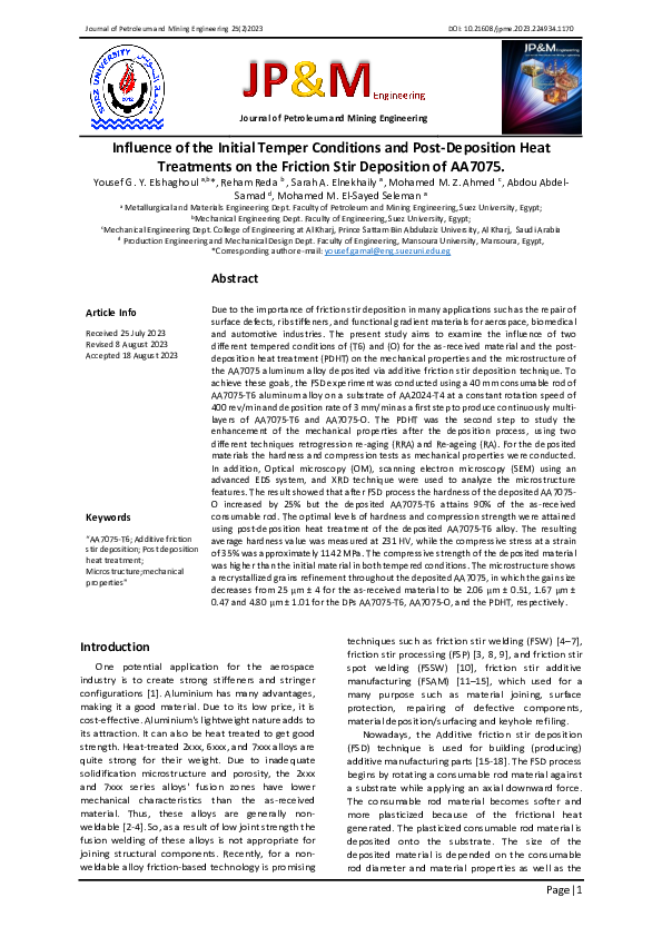 Influence of the Initial Temper Conditions and Post-Deposition Heat ...