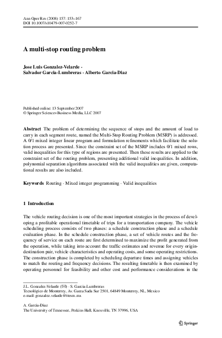(PDF) A multi-stop routing problem