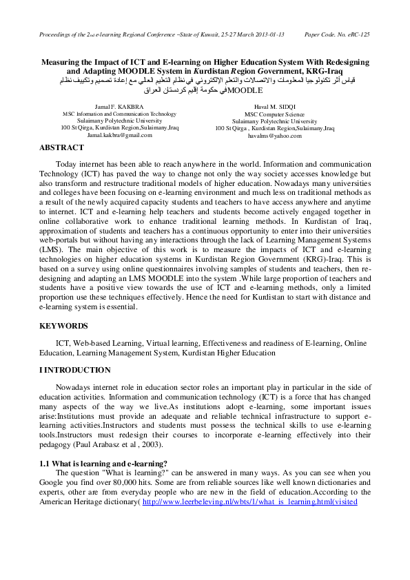 (PDF) Measuring the Impact of ICT and E-learning on Higher Education ...