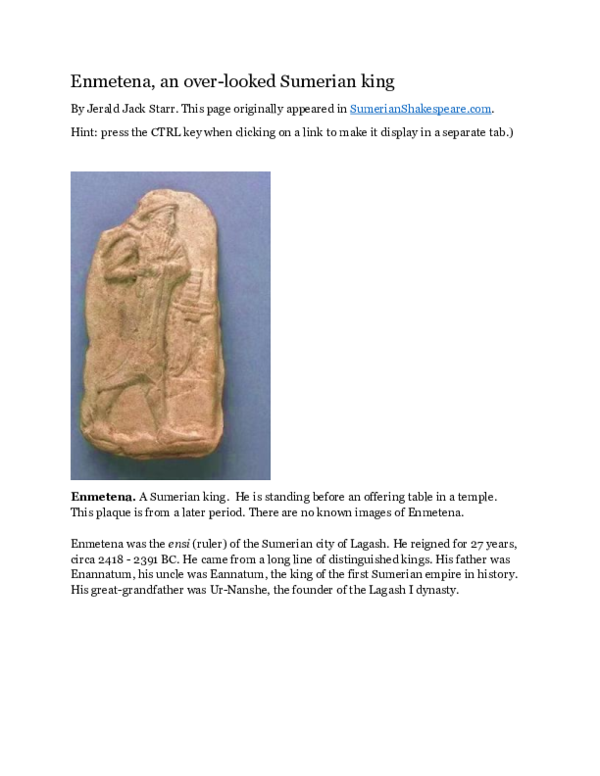 (PDF) Enmetena, ruler of Lagash
