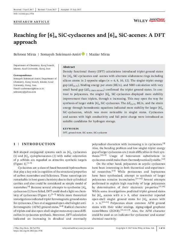 (PDF) Reaching for [6]n SiC‐cyclacenes and [6]n SiC‐acenes: A DFT approach
