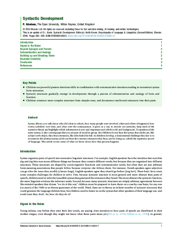 (PDF) Syntactic Development