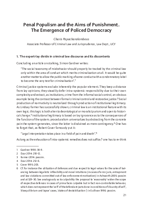 (PDF) Penal Populism and the Aims of Punishment. The Emergence of ...