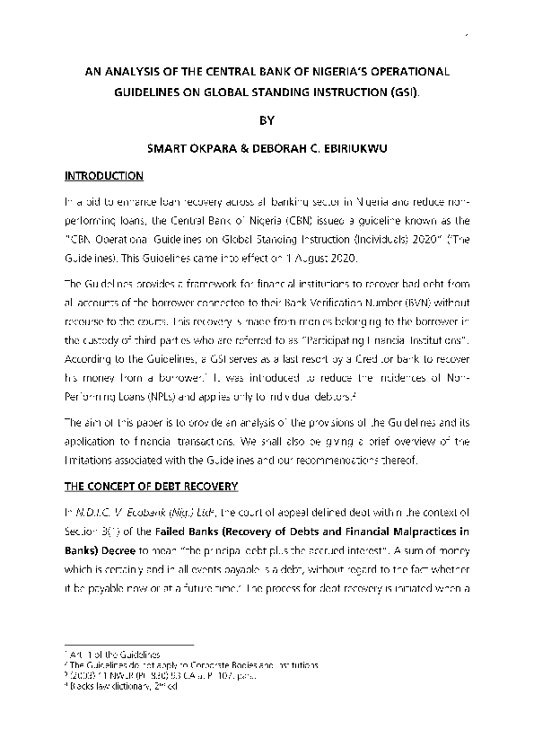 (PDF) AN ANALYSIS OF THE CENTRAL BANK OF NIGERIA'S OPERATIONAL ...