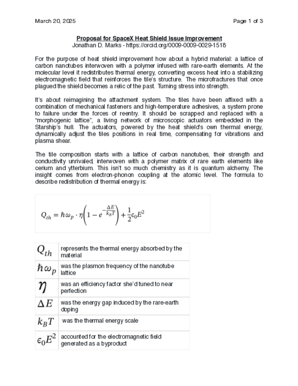 (PDF) Proposal for SpaceX Heat Shield Issue Improvement
