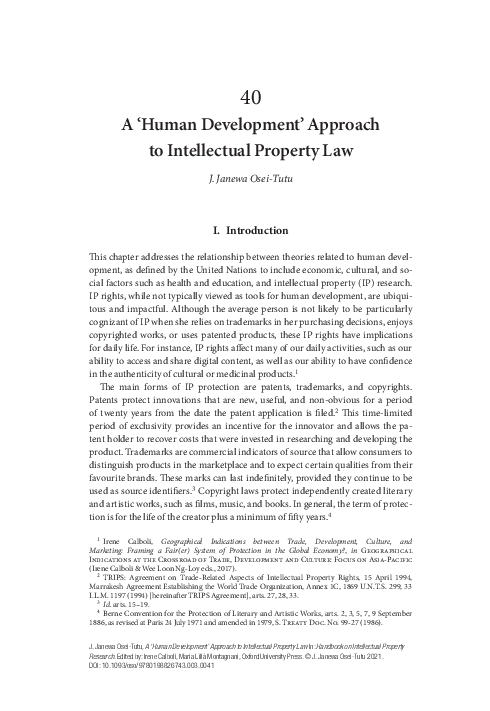 (PDF) A ‘Human Development’ Approach to Intellectual Property Law