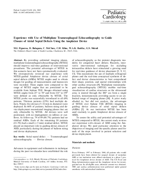 (PDF) Use of Multiplane Transesophageal Echocardiography to Guide ...