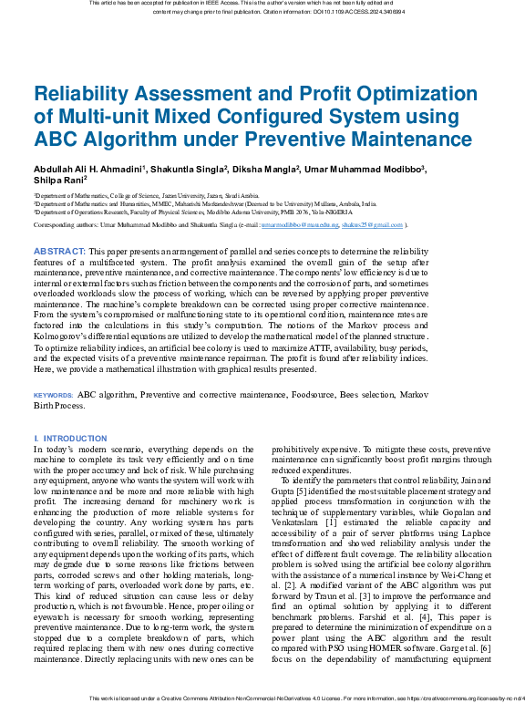 (PDF) Reliability Assessment and Profit Optimization of Multi-unit Mixed Configured System using ...