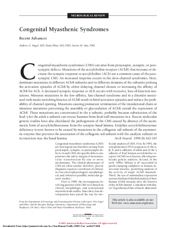 (PDF) Congenital Myasthenic Syndromes