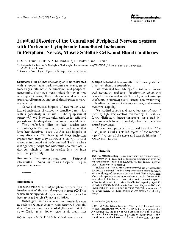 (PDF) Familial disorder of the central and peripheral nervous systems ...