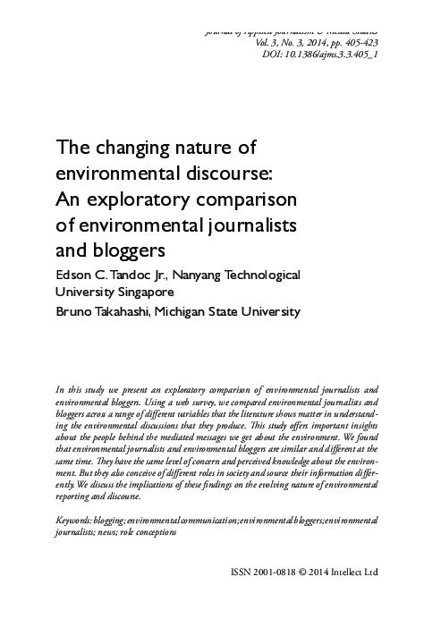 (PDF) The changing nature of environmental discourse: An exploratory ...