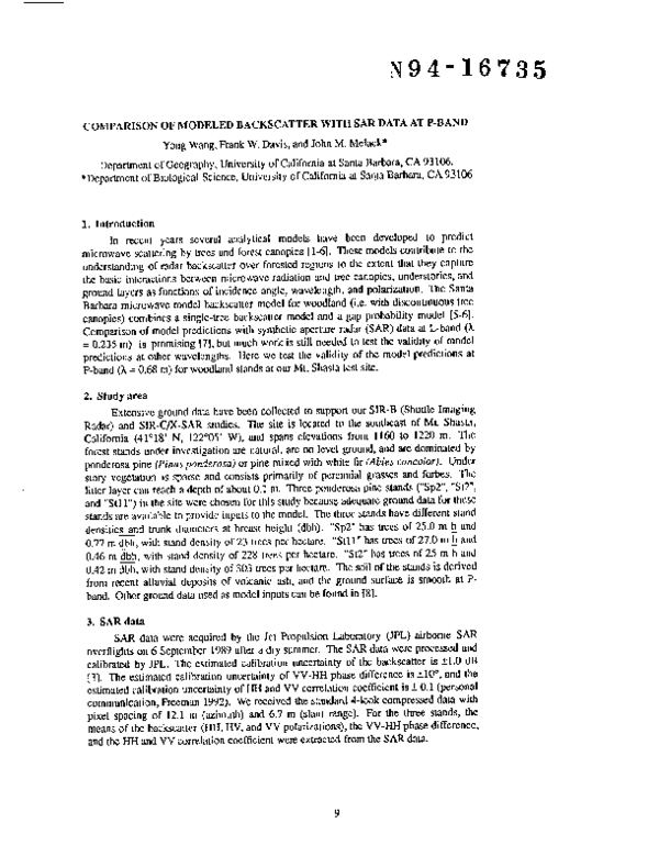 Comparison of modeled backscatter with SAR data at P-band