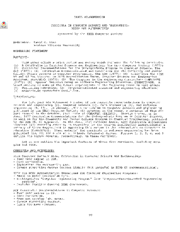 (PDF) Curricula in computer science and engineering