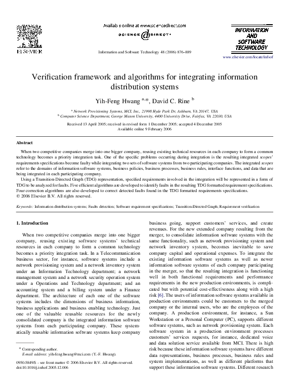 Pdf Verification Framework And Algorithms For Integrating Information