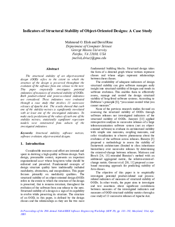 (PDF) Indicators of Structural Stability of Object-Oriented Designs: A ...