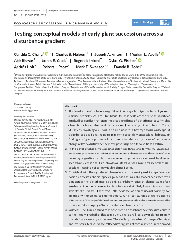(PDF) Testing conceptual models of early plant succession across a ...