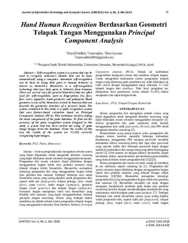 (PDF) Hand Human Recognition Berdasarkan Geometri Telapak Tangan ...