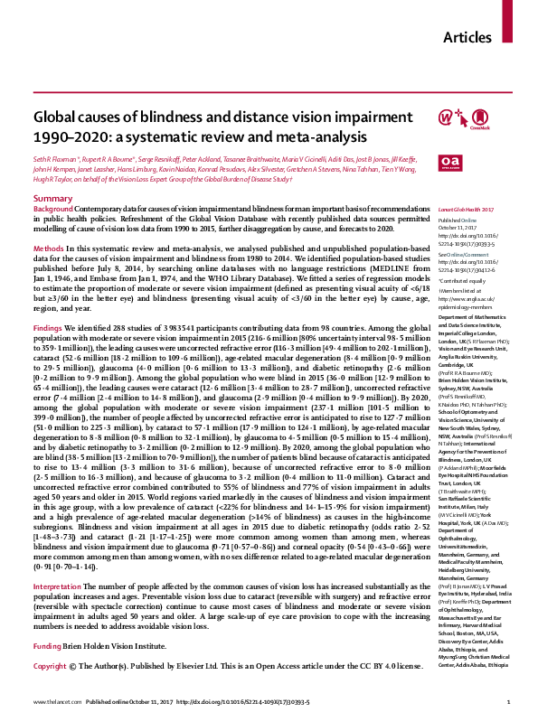 (PDF) Global causes of blindness and distance vision impairment 1990 ...