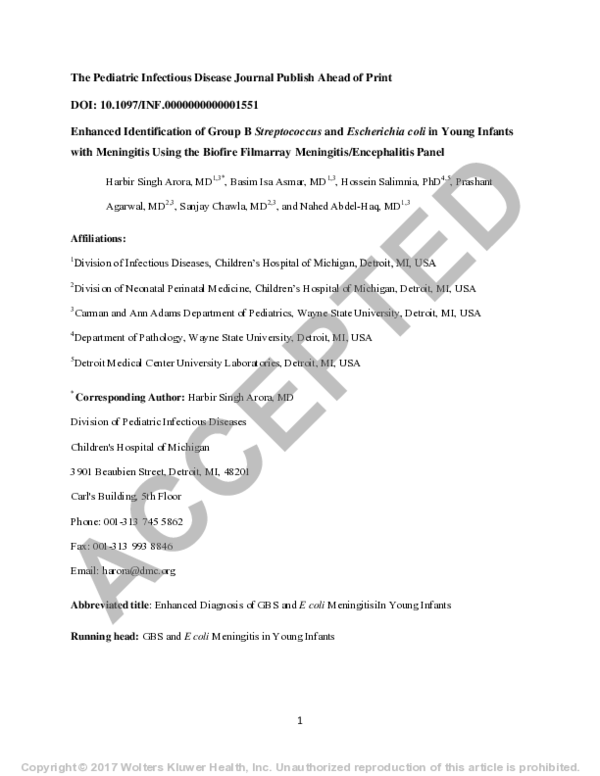 (PDF) Enhanced Identification of Group B Streptococcus and Escherichia ...