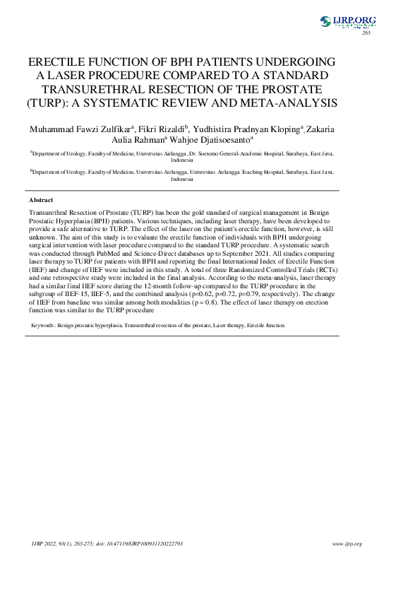 (PDF) Erectile Function of BPH Patients Undergoing a Laser Procedure ...