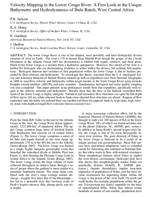 (PDF) Velocity Mapping in the Lower Congo River: A First Look at the Unique Bathymetry and ...