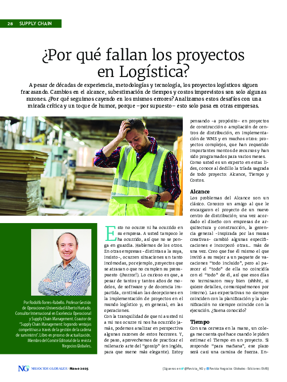 (PDF) Por qué fallan los proyectos en Logística